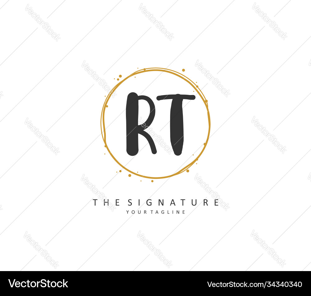 R t rt initial letter handwriting and signature Vector Image
