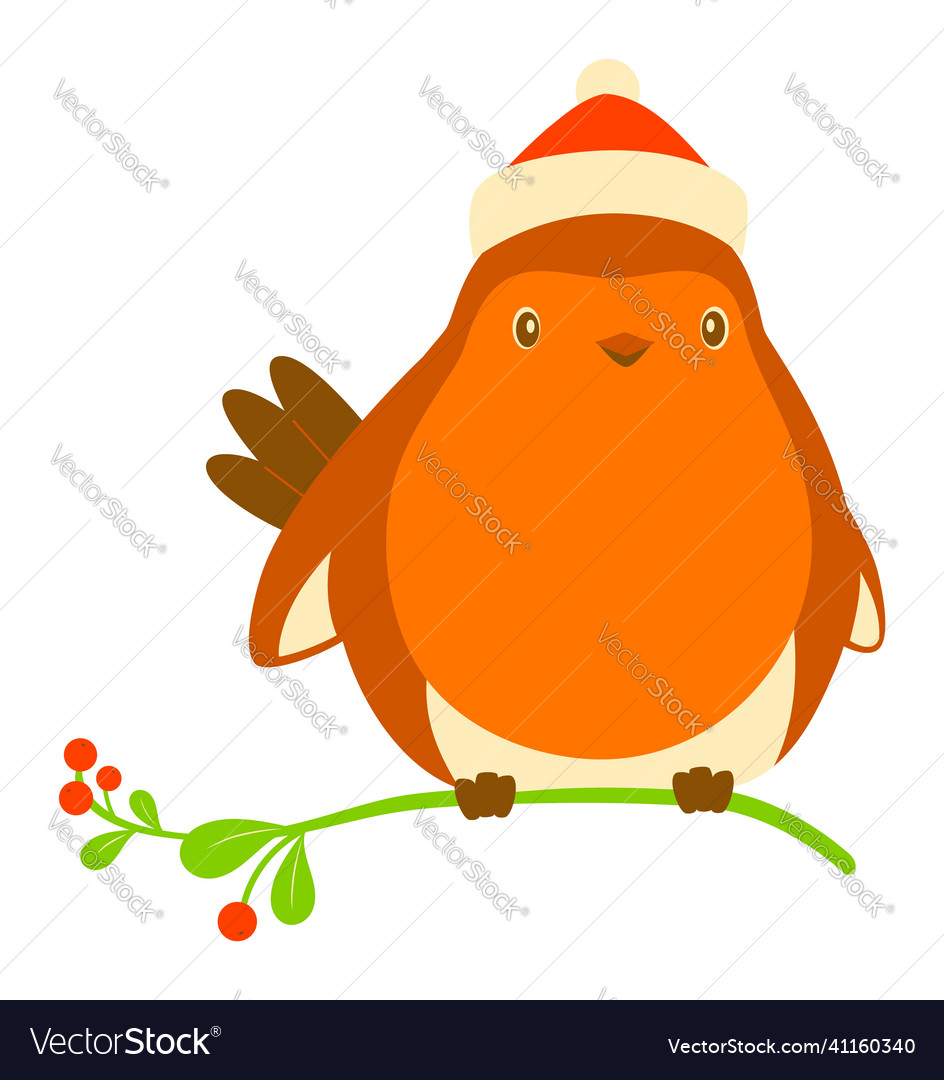 Robin christmas bird cartoons clip art christmas Vector Image