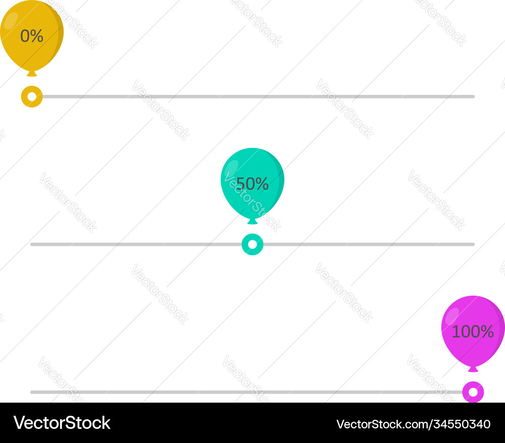 Scroll bar concept with percent balloon icon set Vector Image