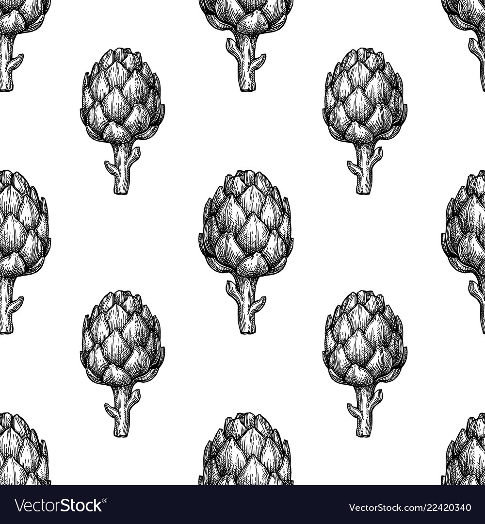 Seamless pattern with artichoke Royalty Free Vector Image