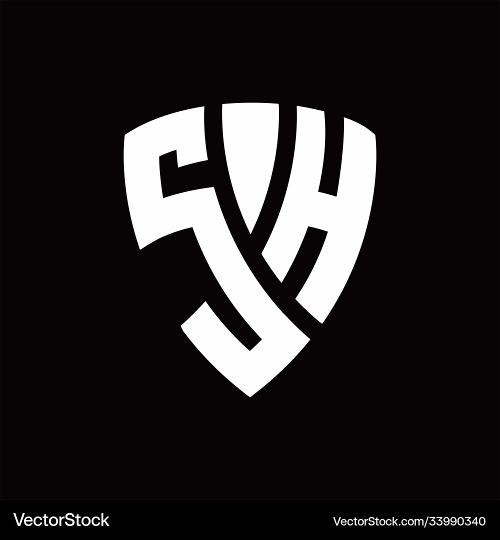 Sh logo monogram with shield elements shape Vector Image