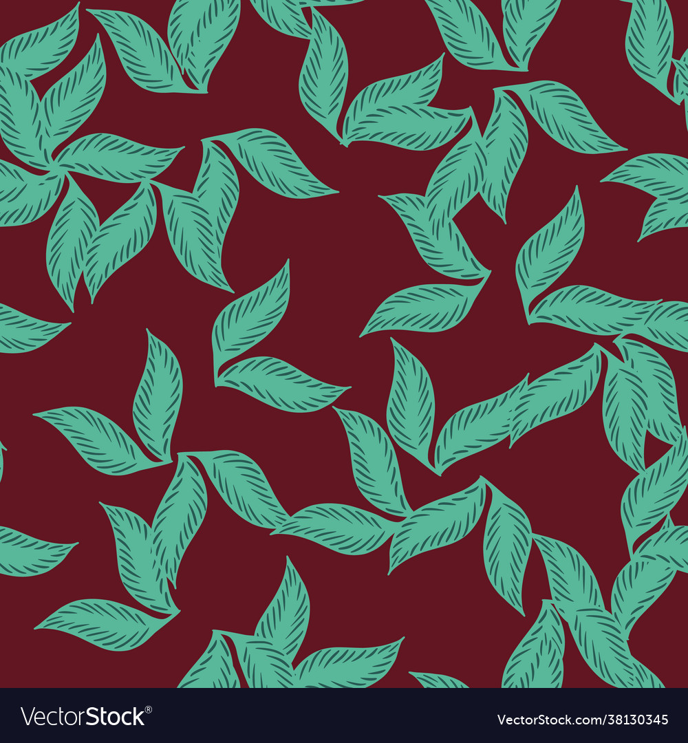 Botanic random blue season leaf seamless pattern Vector Image