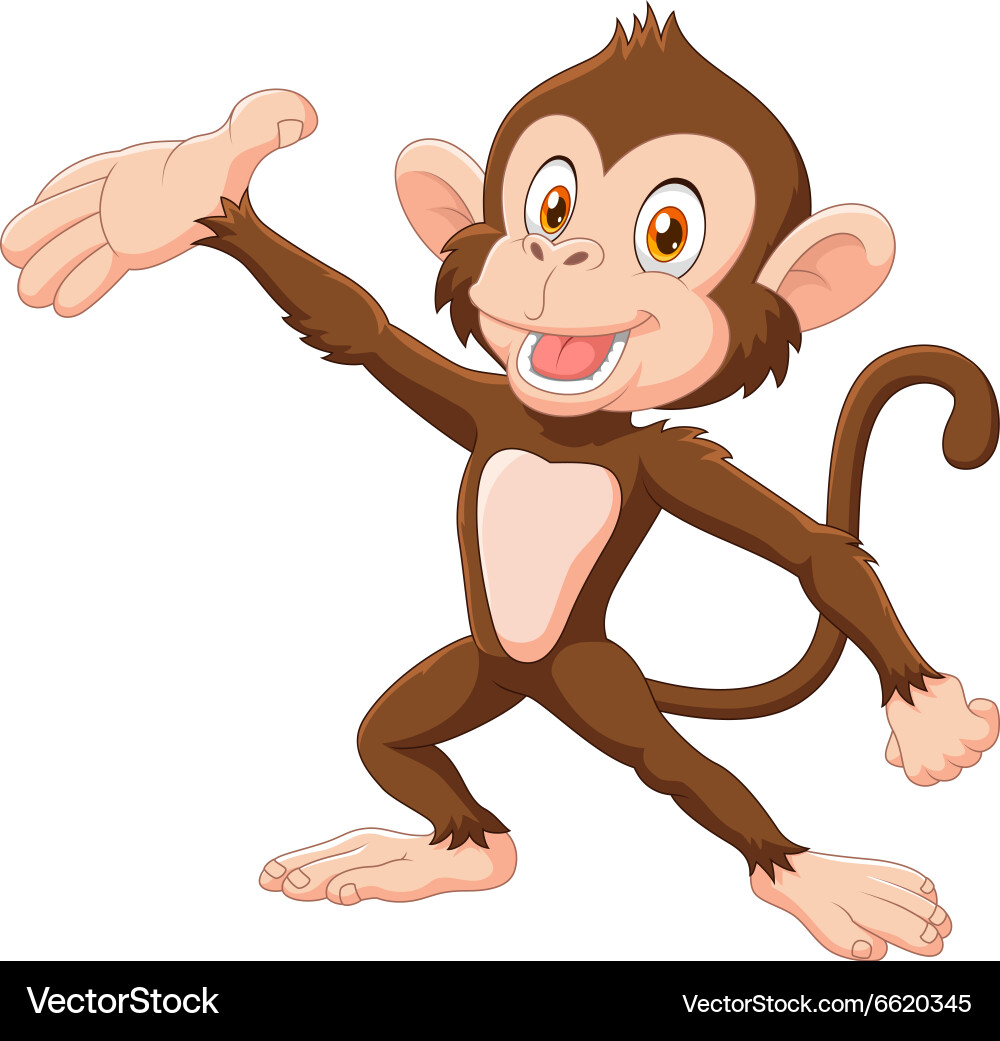 Cartoon Happy monkey presenting isolated Vector Image