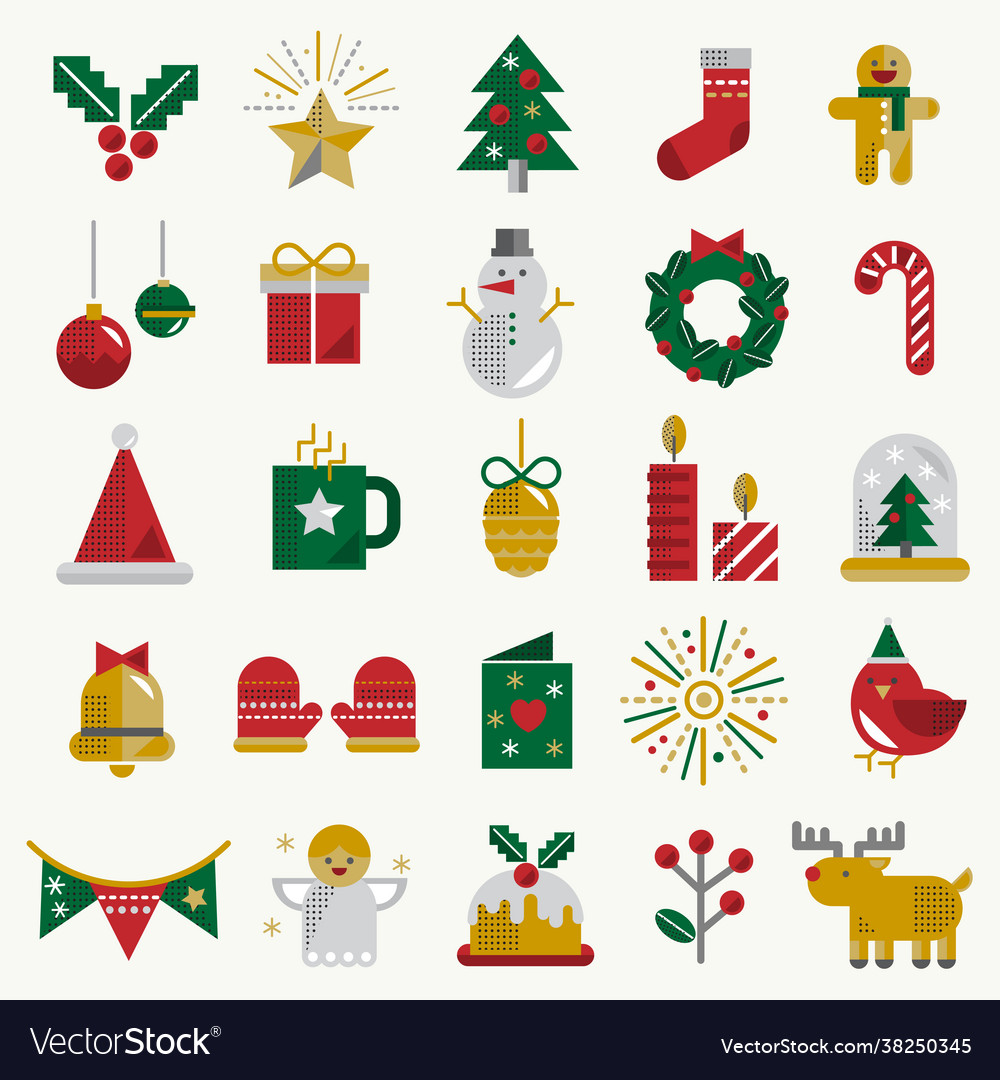 Christmas icon set collection concept Royalty Free Vector