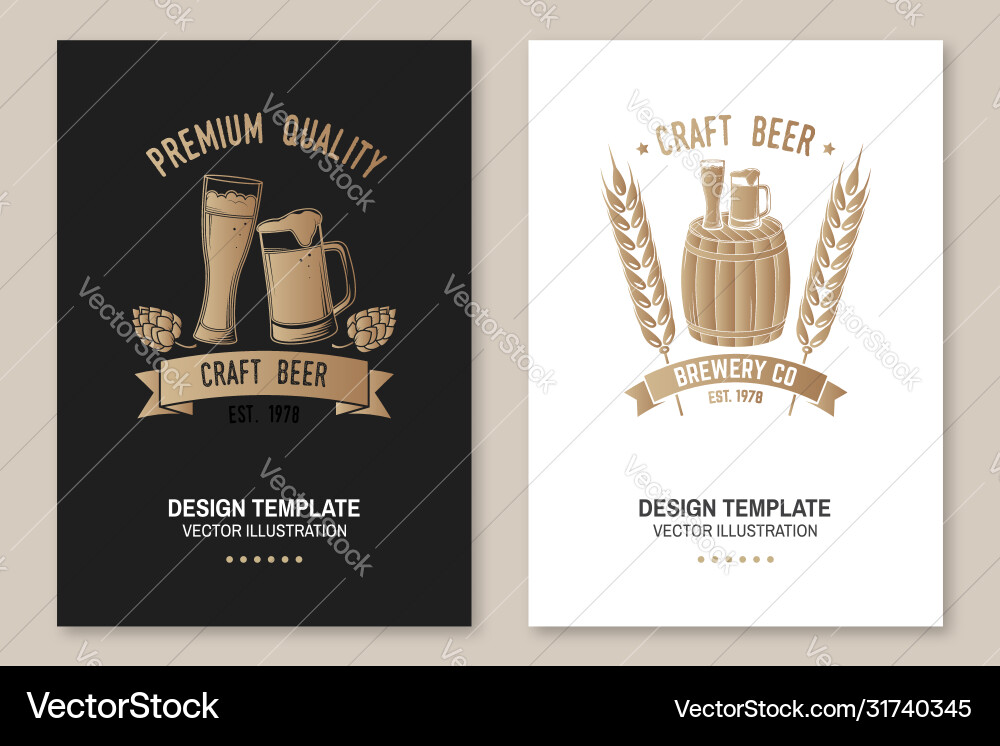 Craft beer poster flyer template card Royalty Free Vector