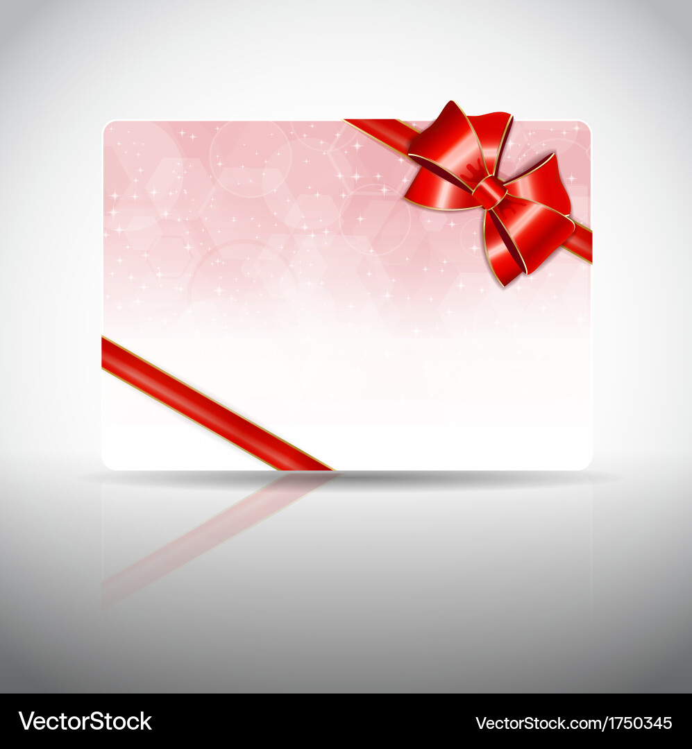Gift card with ribbons and bow Royalty Free Vector Image