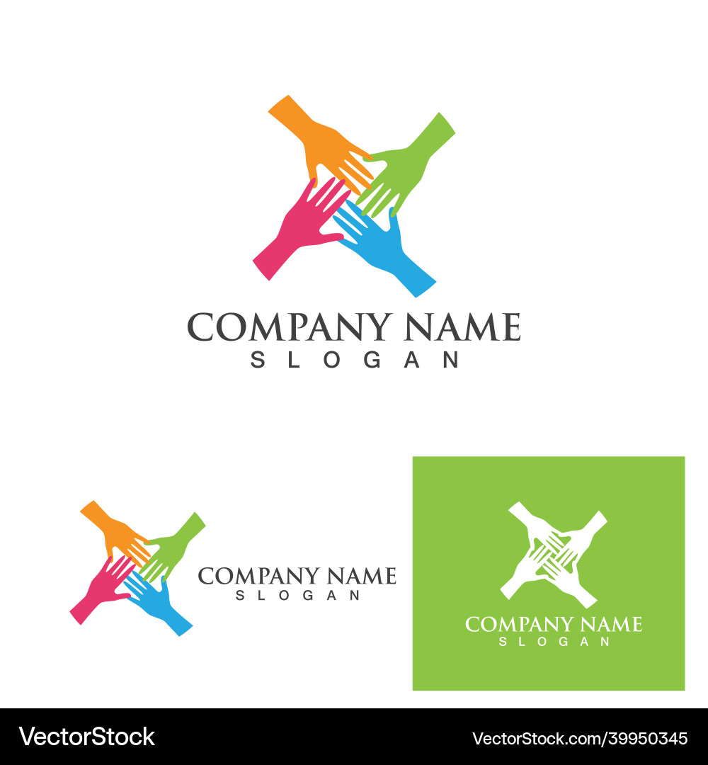 Hand community team logo and symbol Royalty Free Vector