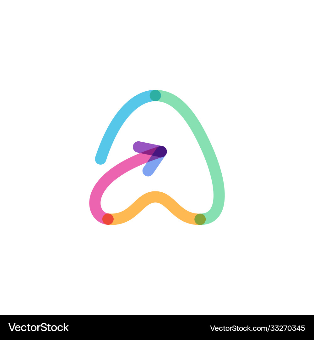 Letter a line logo made rainbow arrow Royalty Free Vector