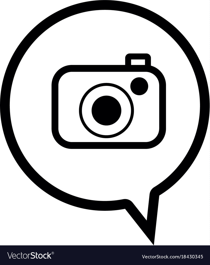 Line digital camera technology inside chat bubble Vector Image