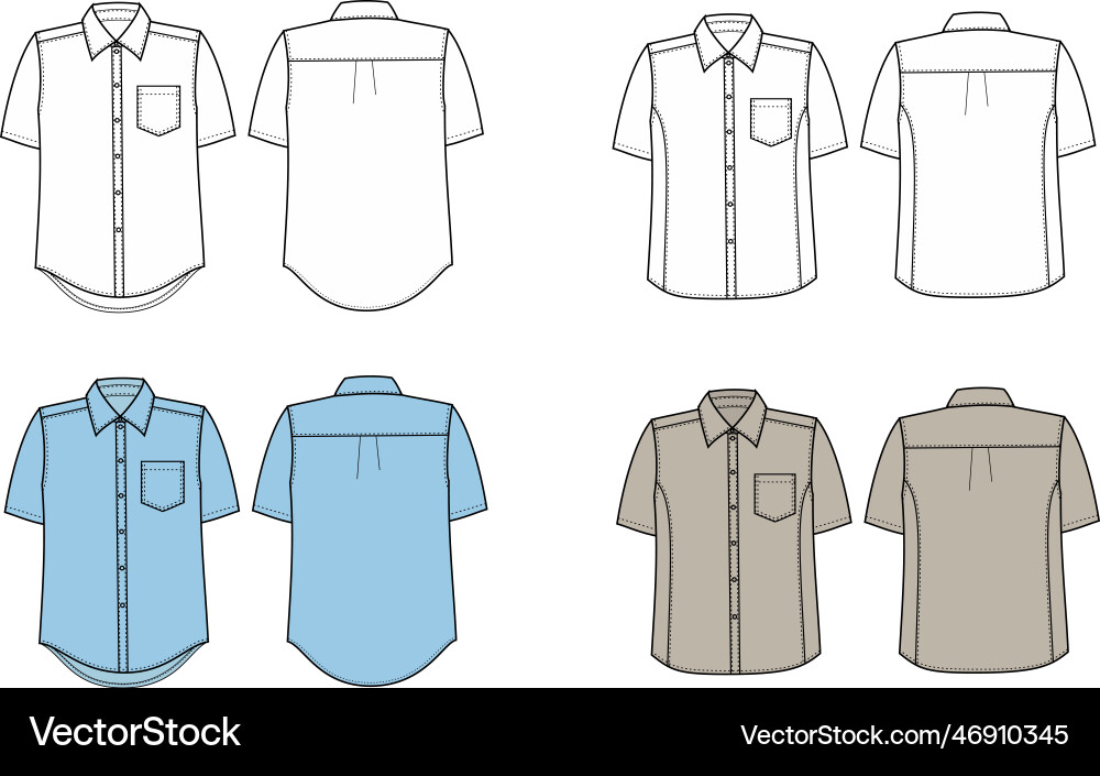 Mens classic shirt front and back Royalty Free Vector Image