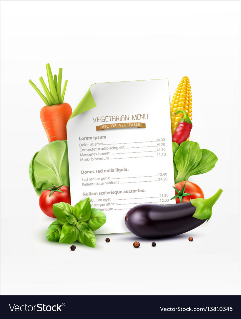 Menu pattern with vegetables carrots cabbage Vector Image