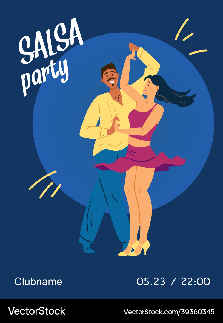 Salsa dancing party poster or invitation card Vector Image
