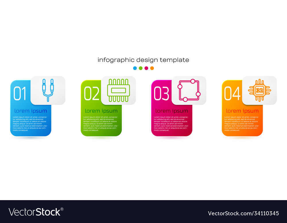 Set Line Audio Jack Processor With Microcircuits Vector Image