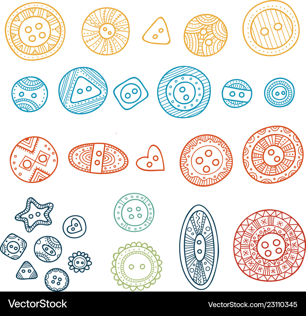 Set of cloth buttons in different designs boho Vector Image
