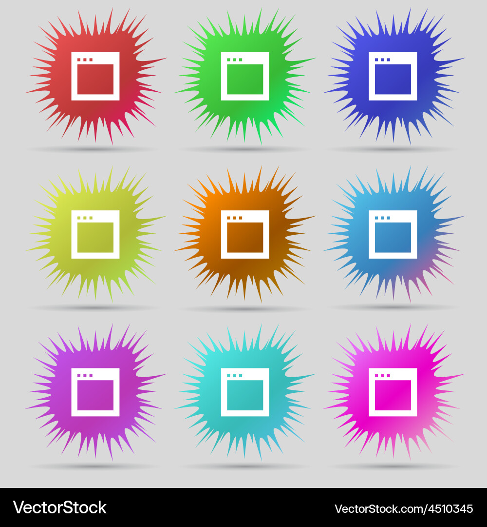 Simple browser window icon sign a set of nine Vector Image