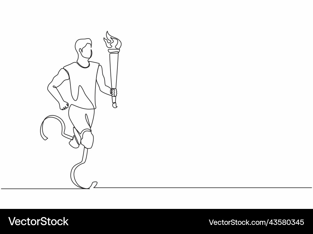 Single one line drawing faceless disabled young Vector Image