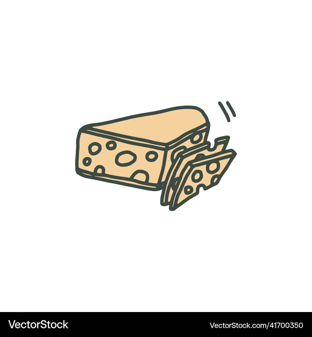 Cheese triangle piece with few slices hand drawn Vector Image