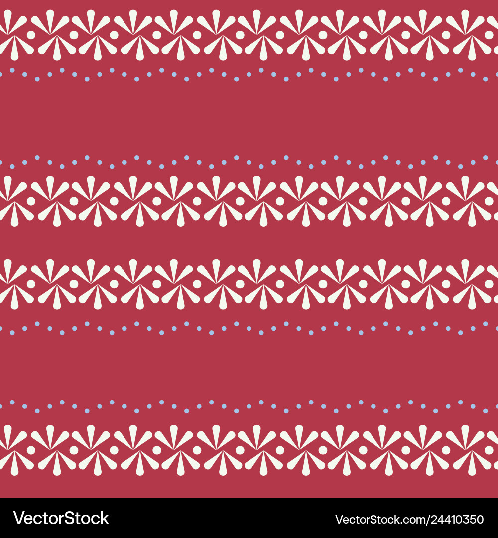 Folklore floral border on red seamless Royalty Free Vector