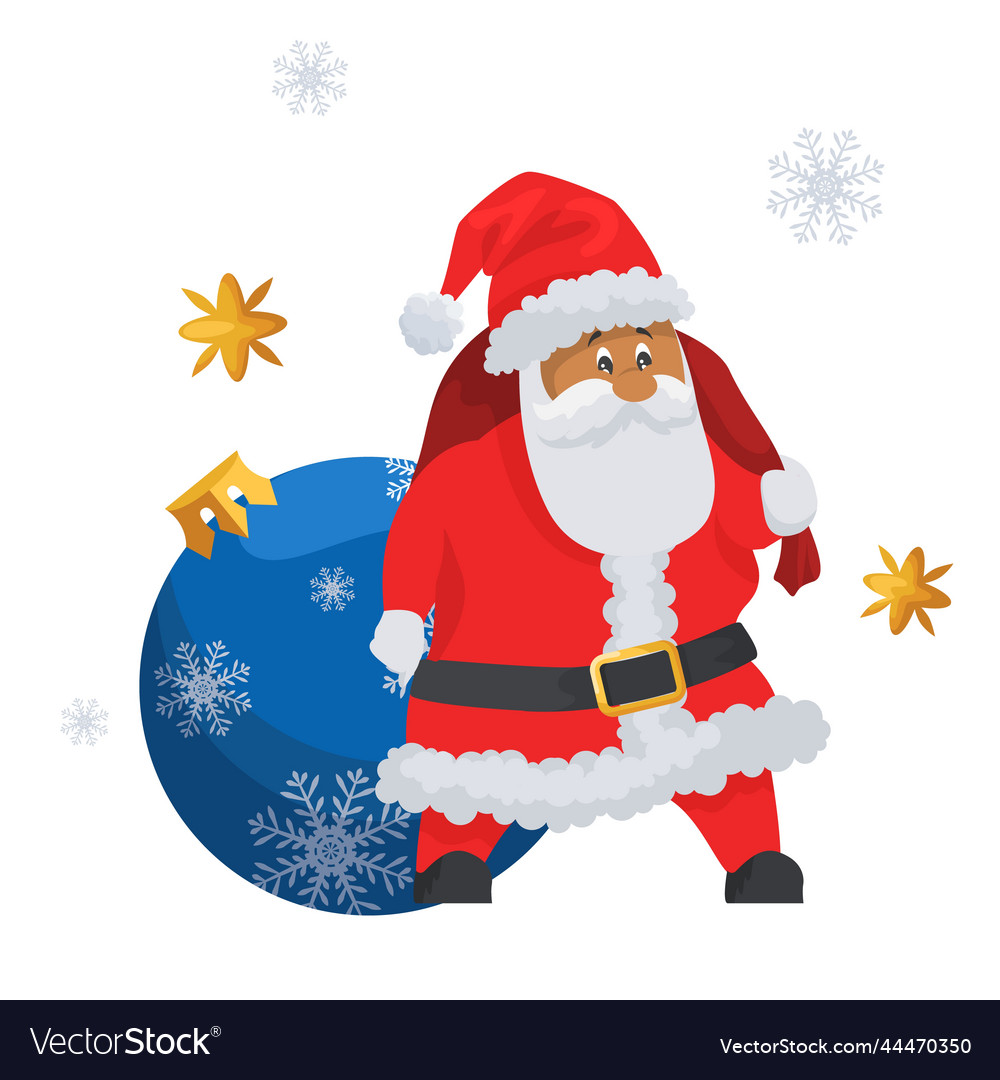 Funny Santa Claus And Christmas Ball Bauble Vector Image