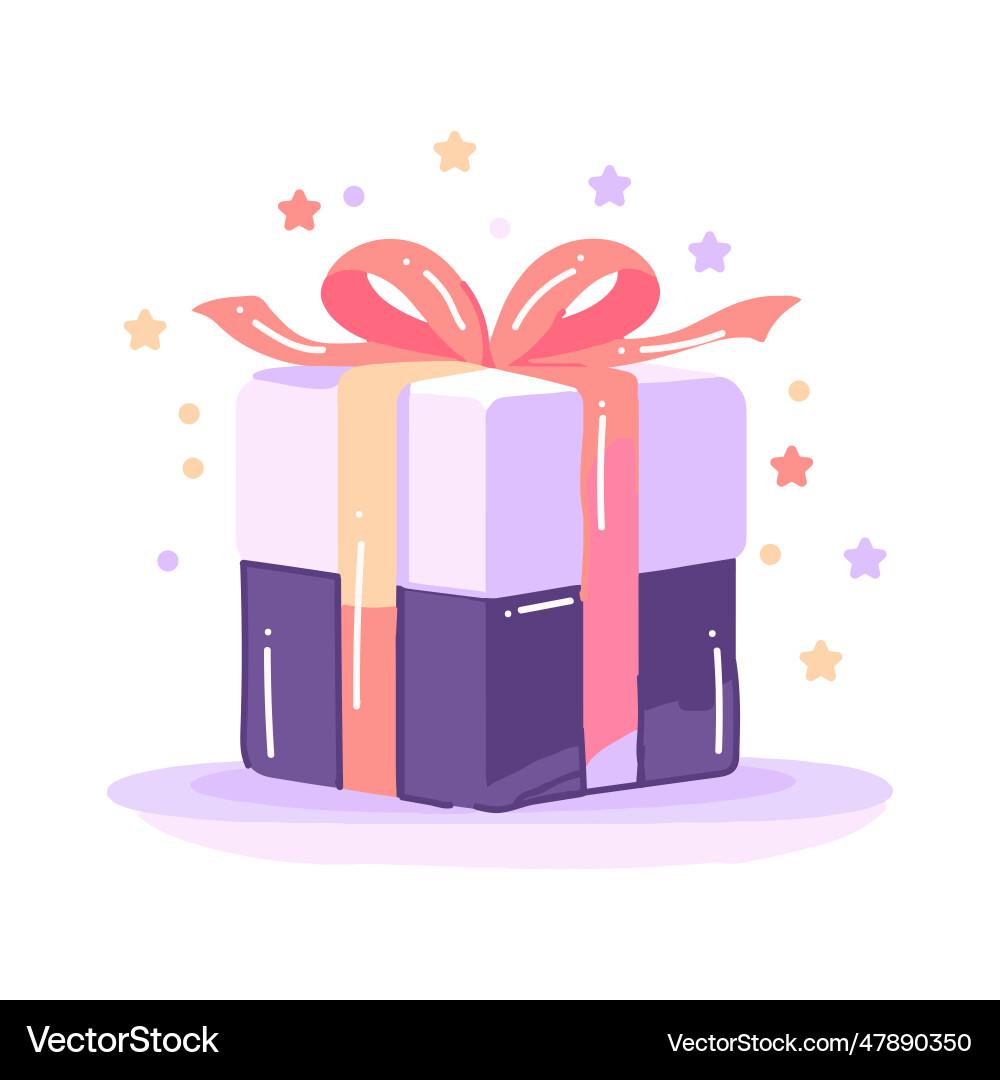 Hand drawn christmas gift box in flat style Vector Image
