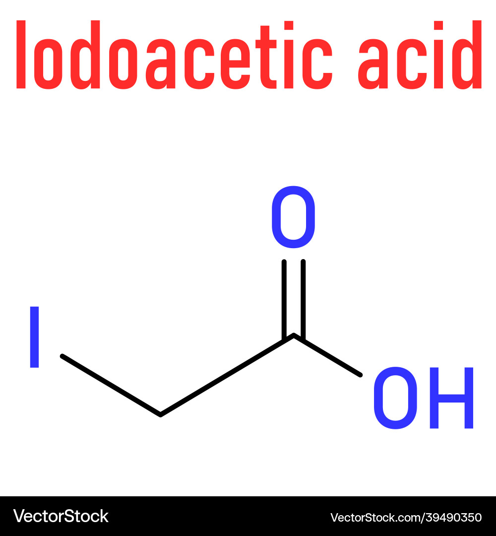 Iodoacetic acid molecule skeletal formula Vector Image