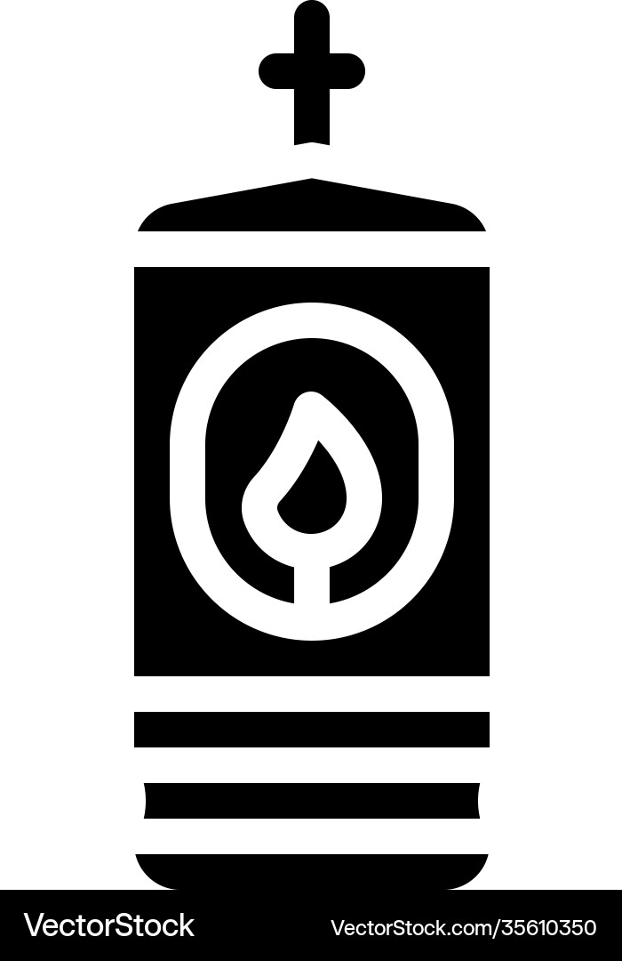 Lamp with burning candle glyph icon Royalty Free Vector