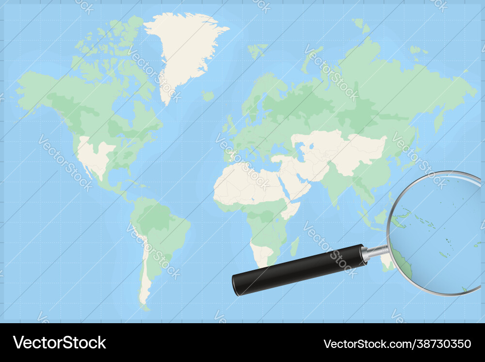 Map world with a magnifying glass on a Royalty Free Vector