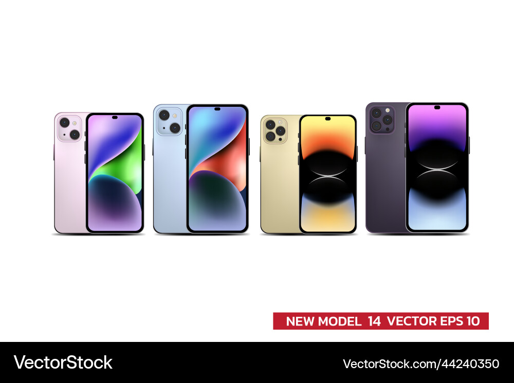 New black model phone realistic mock up 3d Vector Image