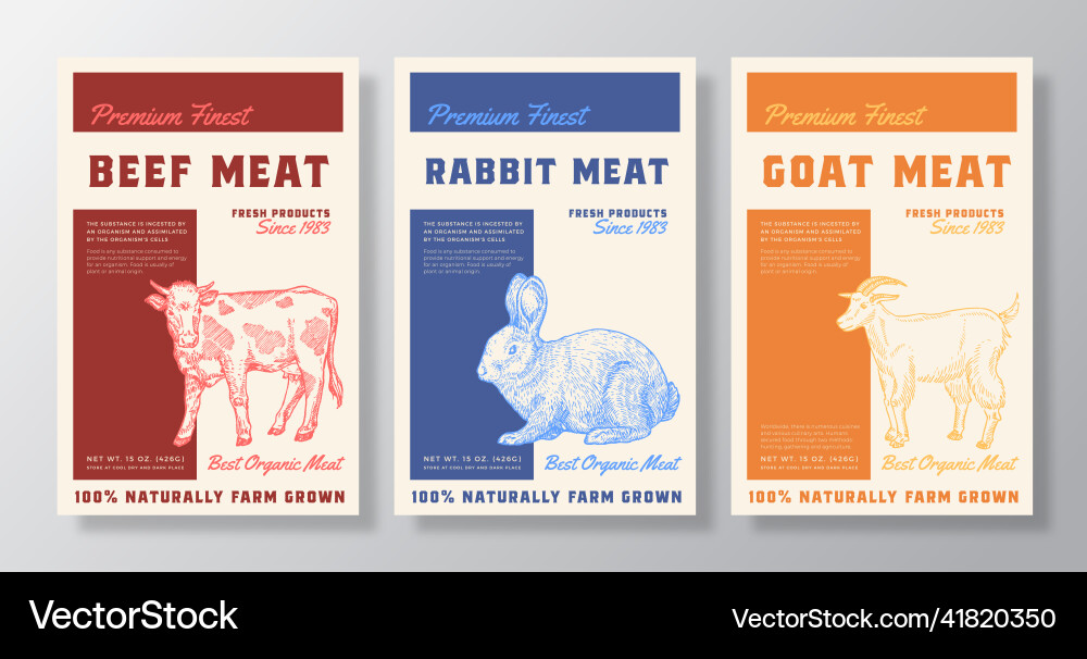 Premium finest meat packaging product label Vector Image