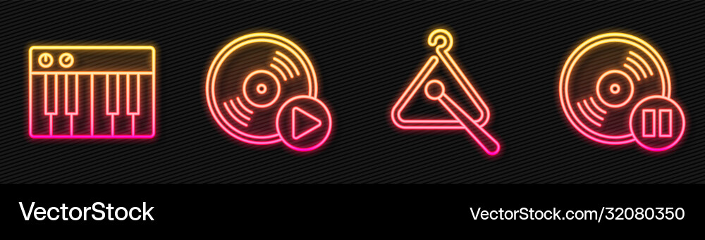 Set line triangle musical instrument music Vector Image