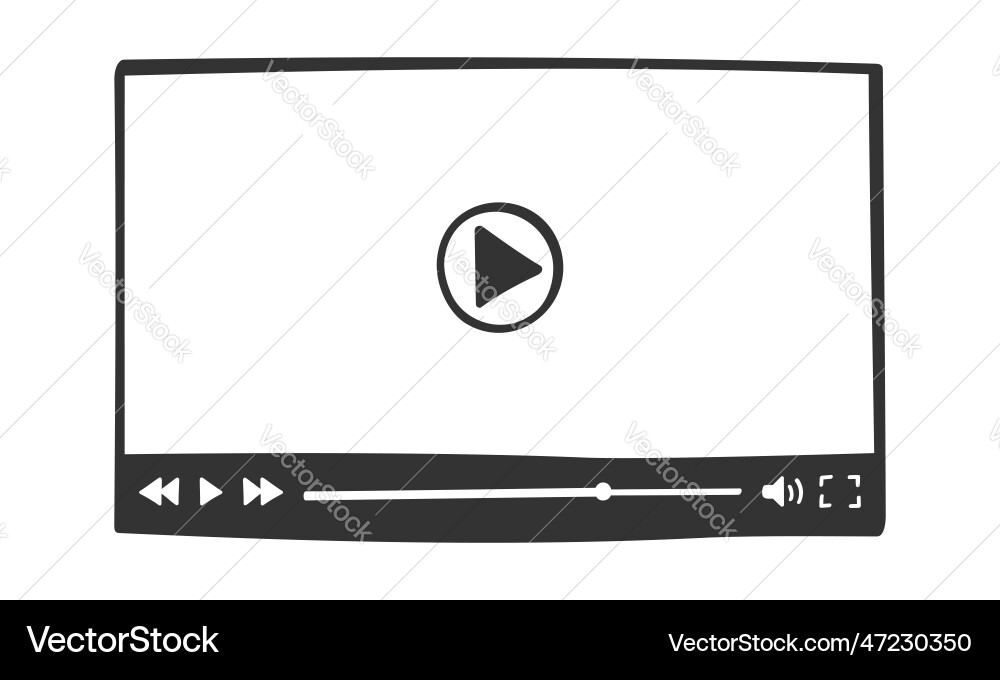 Video player template in doodle style hand drawn Vector Image