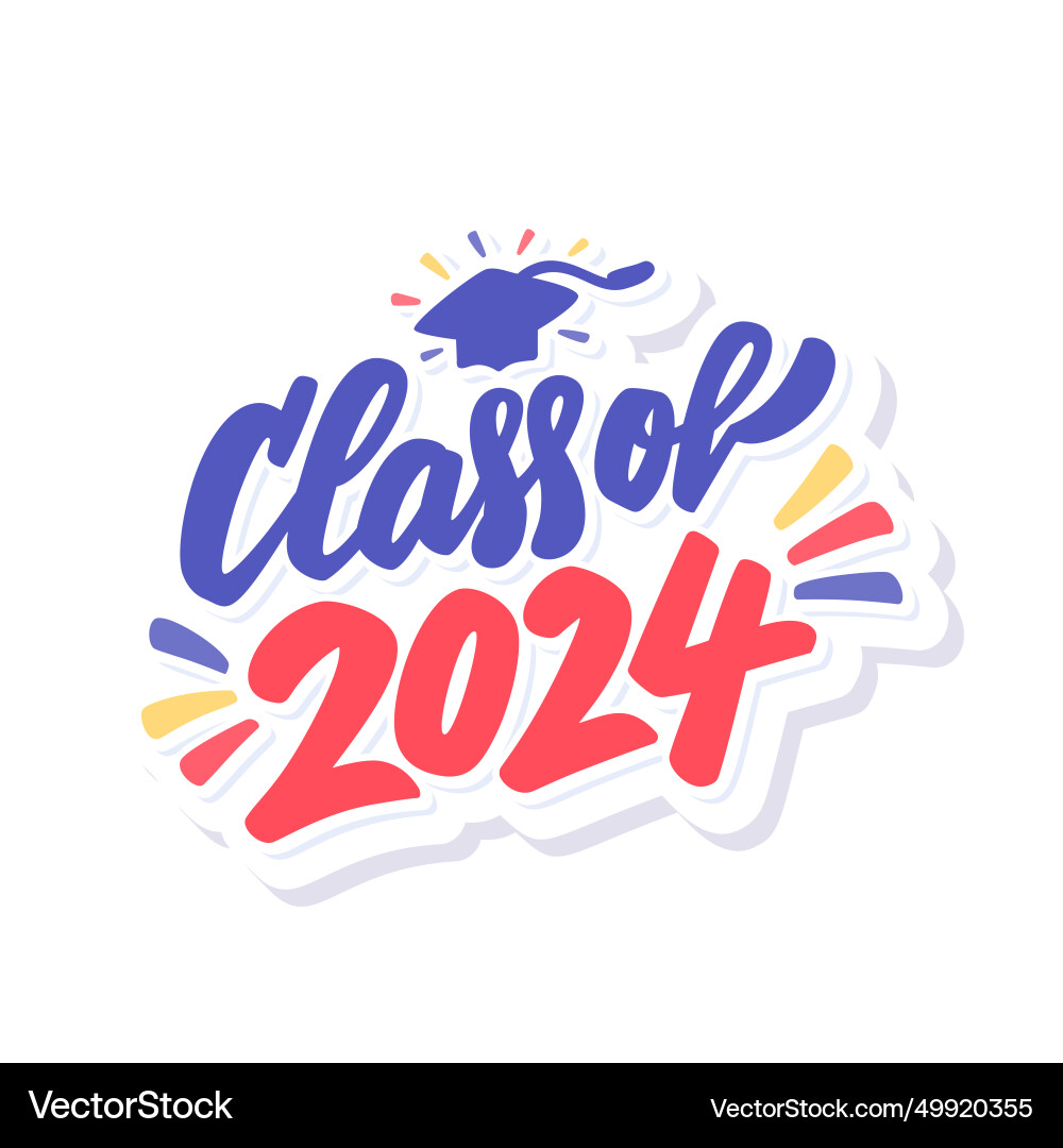 Class of 2024 handwritten lettering Royalty Free Vector