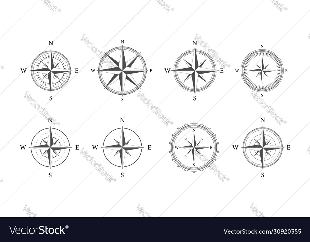 Compass on white background flat navigation Vector Image