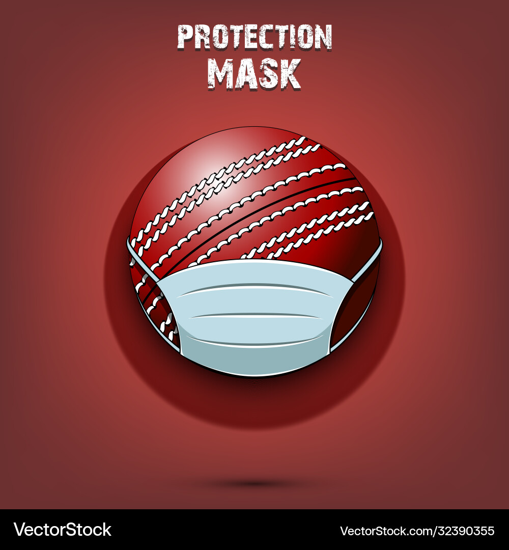 Cricket ball with a protection mask Royalty Free Vector