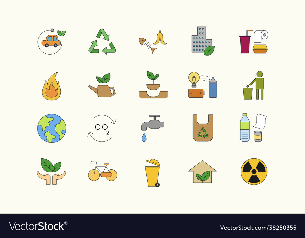 Environment icon design elements set Royalty Free Vector