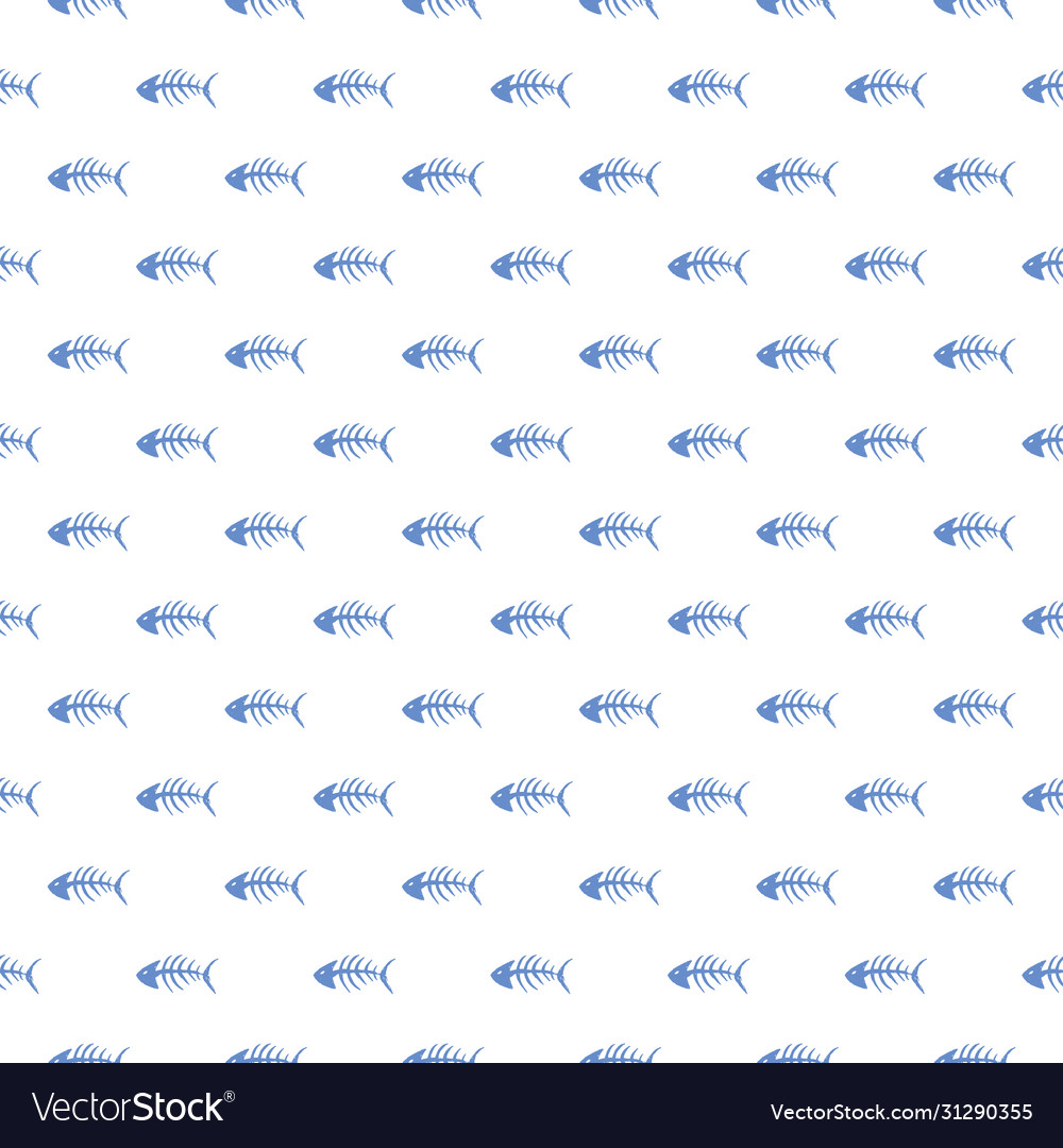 Fish bones seamless pattern skeleton doodle Vector Image