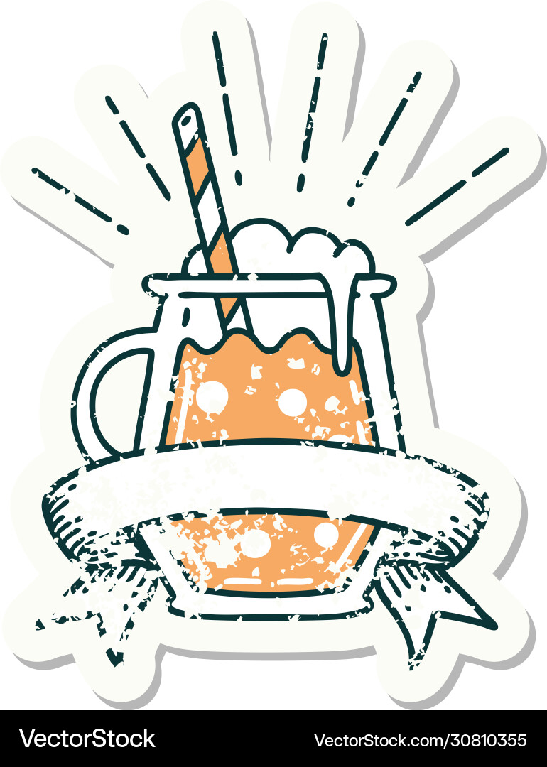Grunge sticker tattoo style ginger beer Royalty Free Vector