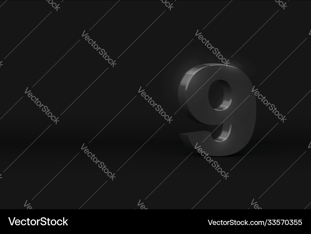 High detailed 3d dark gray character on black Vector Image