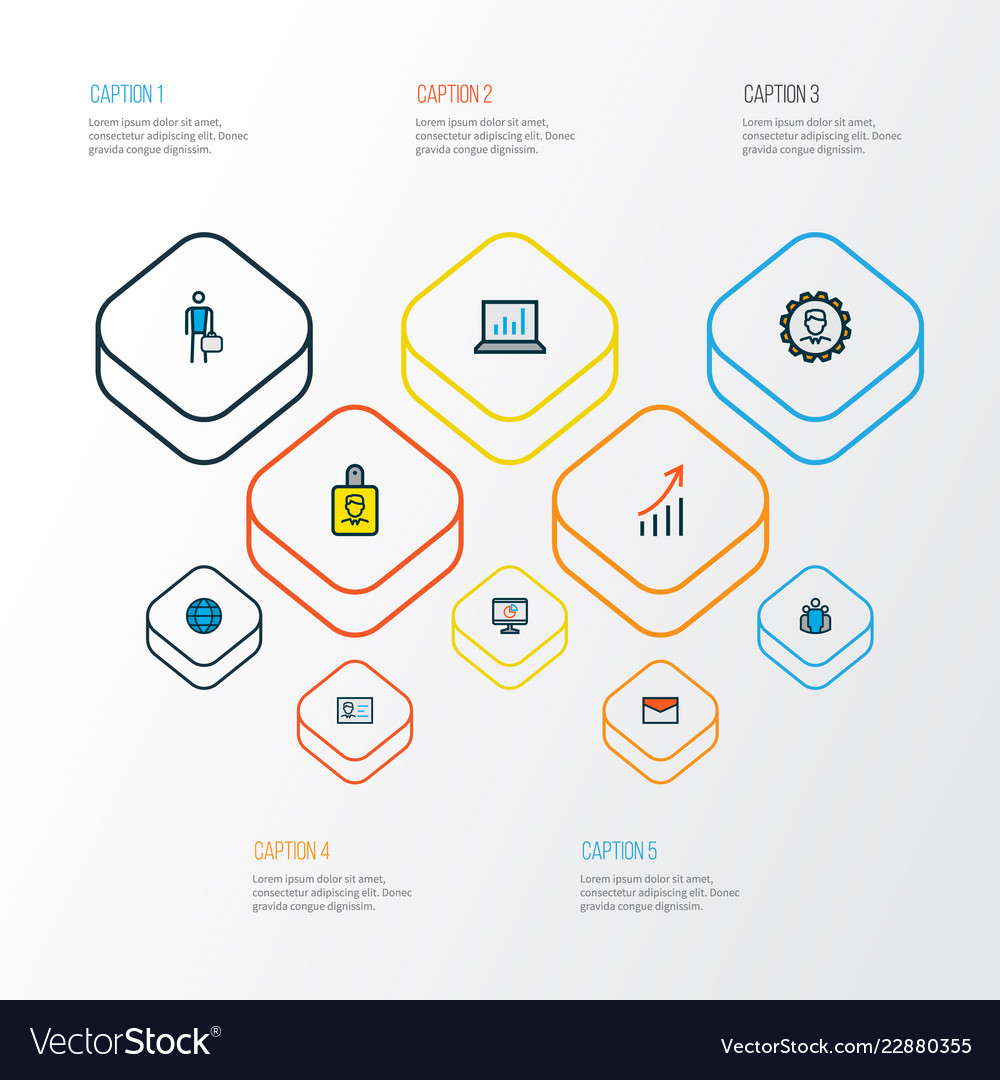 Job icons colored line set with computer analytics