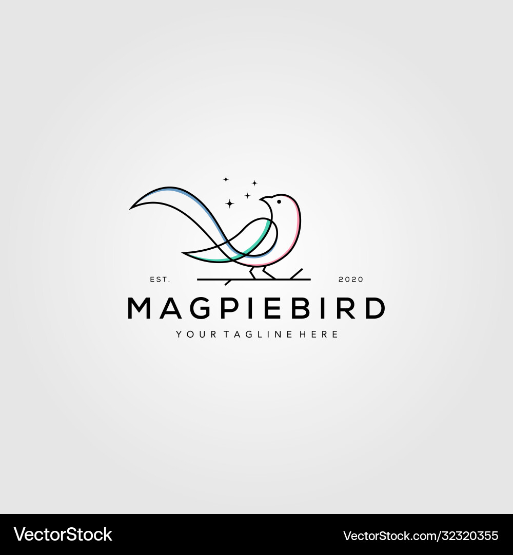 Line art magpie bird logo symbol design Royalty Free Vector