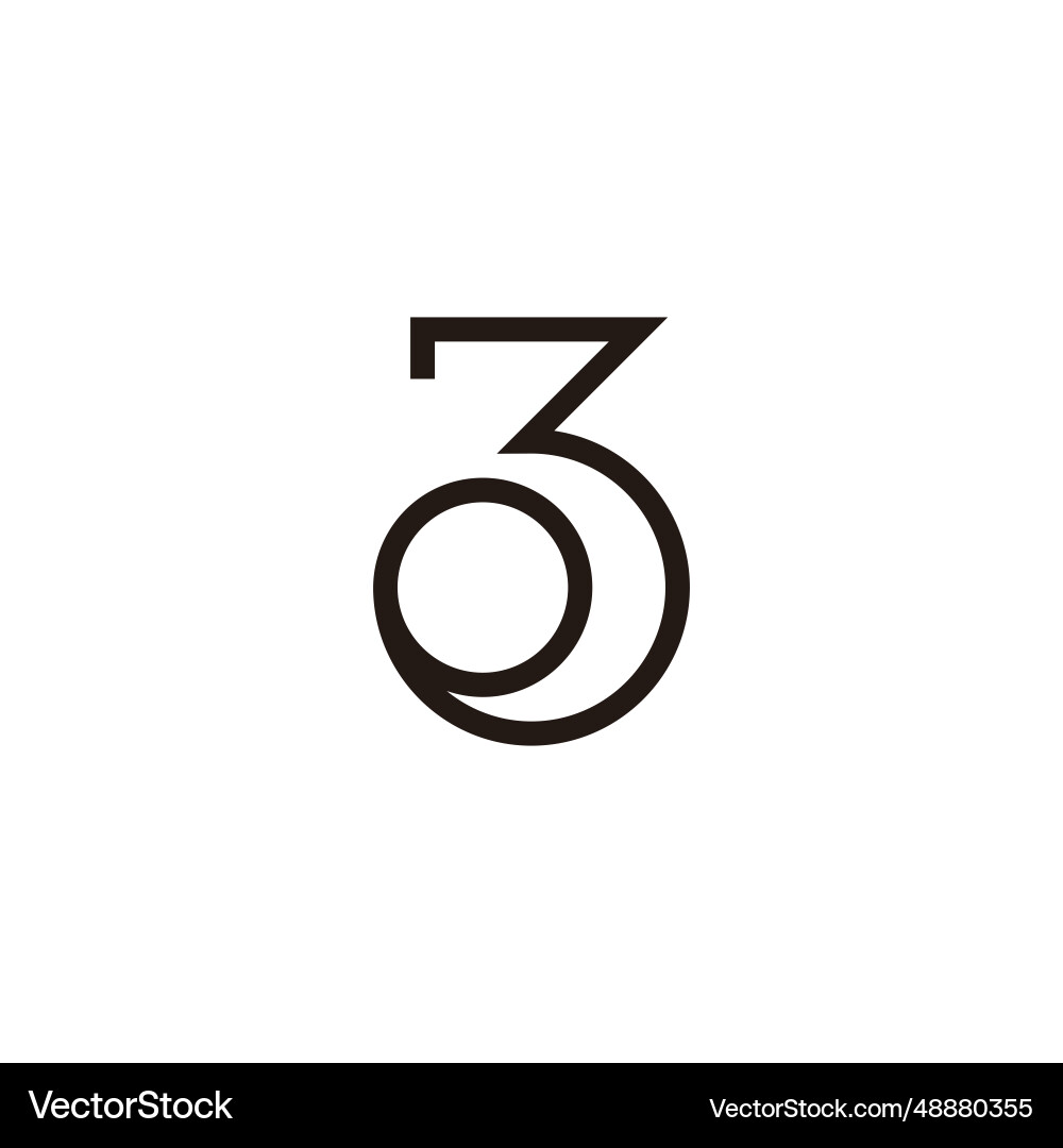 Number 3 circle round geometric symbol simple logo
