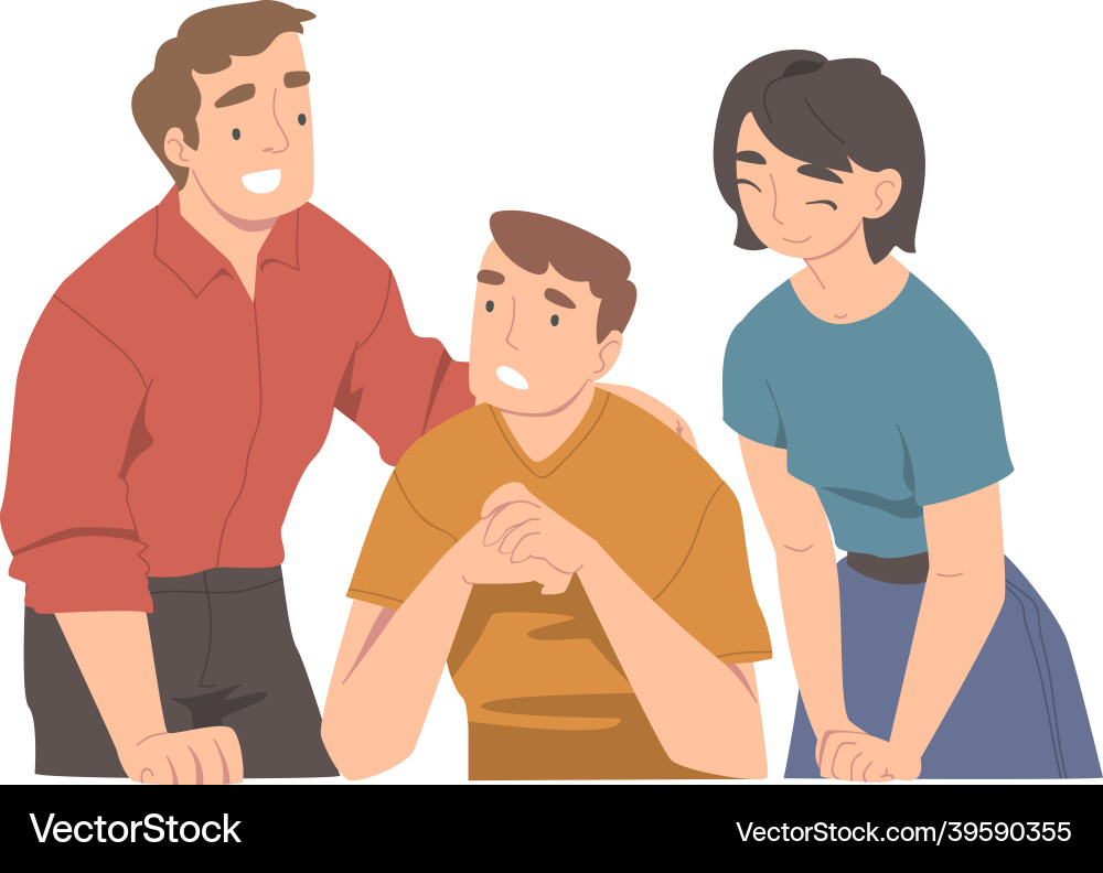 People character supporting friend encouraging Vector Image