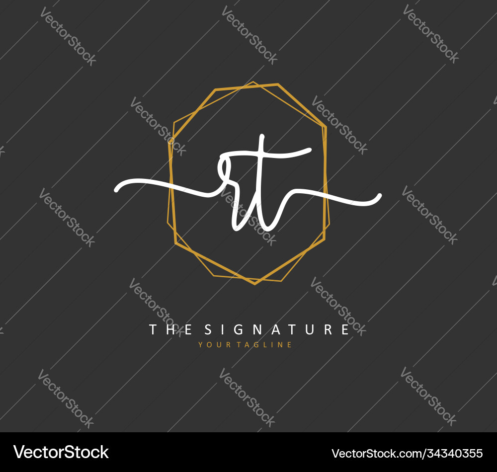 R t rt initial letter handwriting and signature Vector Image