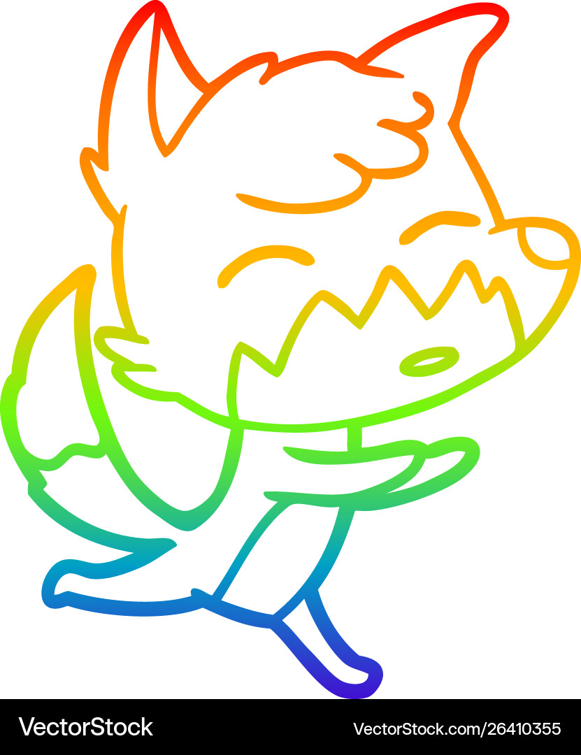 Rainbow gradient line drawing cartoon fox Vector Image