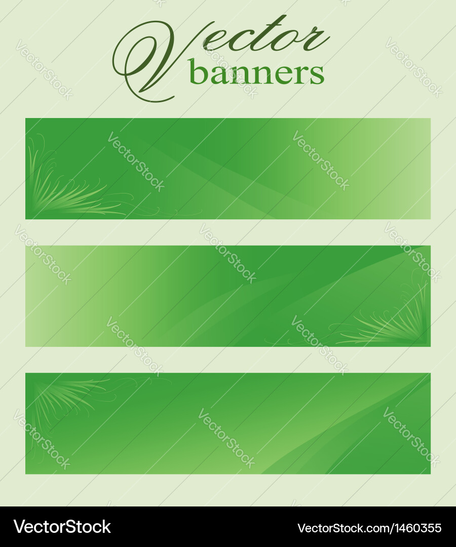Set of green banners headers eco bio Royalty Free Vector