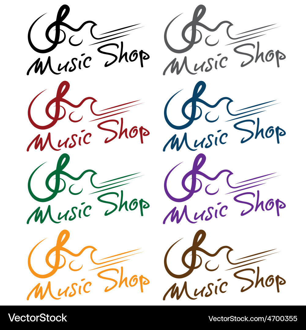 Set of music shop emblems Royalty Free Vector Image