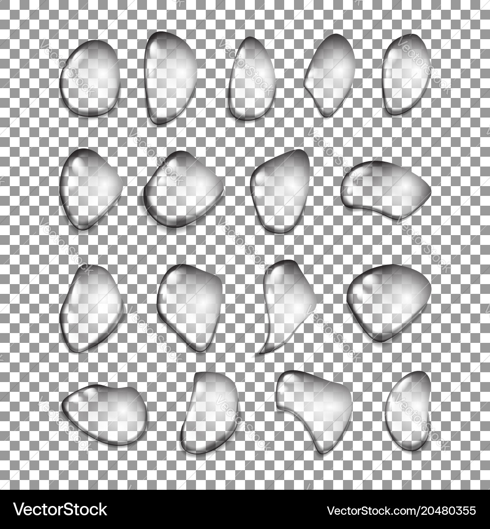 Set of realistic water drops isolated Royalty Free Vector