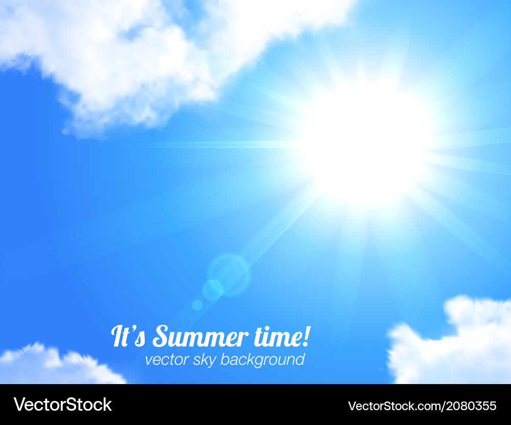 Sun and sky realistic background Royalty Free Vector Image