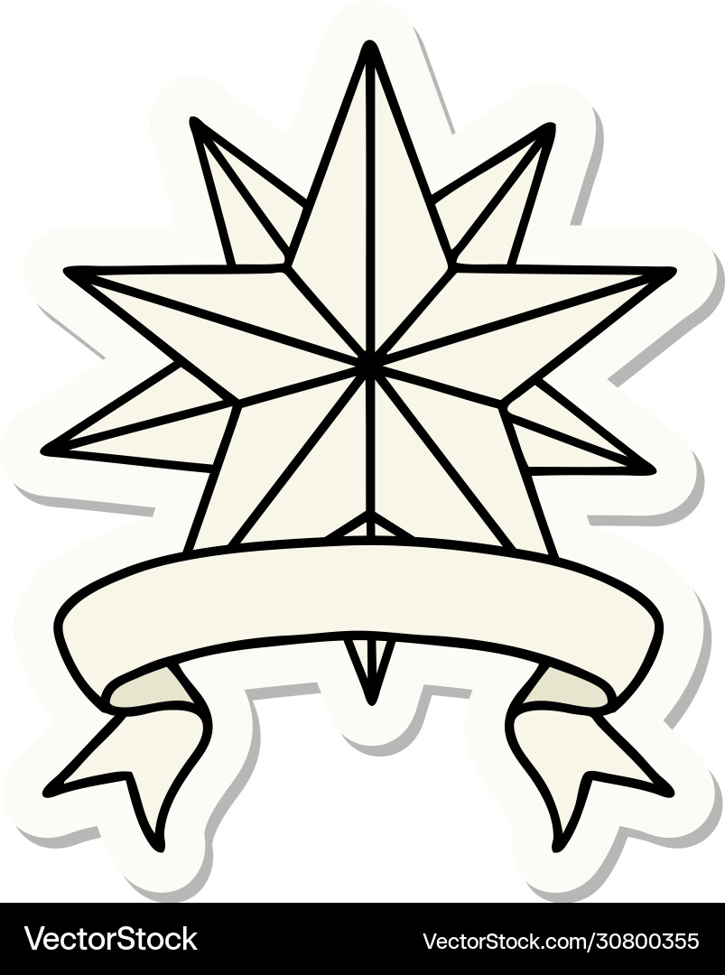 Tattoo sticker with banner a star Royalty Free Vector Image