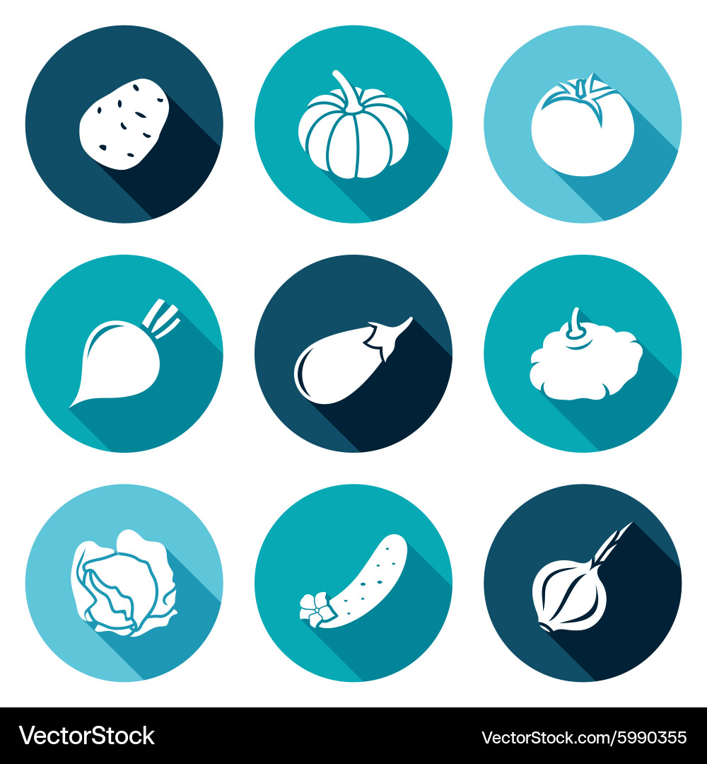 Vegetables set of nine icons Royalty Free Vector Image